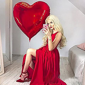8 Pcs 36 Inch Huge Red Heart Balloons, Romantic Large Heart Foil Balloons Valentine's Day Balloons for Wedding Engagement Anniversary Party Favor Decorations (Red)