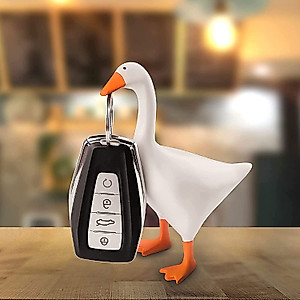 Magnetic Key Holder,Cute Goose Resin Statue Home Decor,Animal Figurines Keys Holder, for Keys,Glasses, Bells,Kawaii Room Table Desk Decor Sculpture Funny Bedroom Decor Housewarming Gift (Orange)