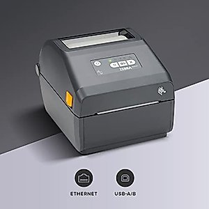 Zebra ZD421 Direct Thermal Desktop Printer 300 dpi Print Width 4-inch USB Ethernet ZD4A043-D01E00EZ (Renewed)