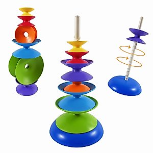VIPAMZ Rainbow Stacking Toys for Toddlers 1-3,Educational Toddler Spinning Toys, Autism Sensory Toys & Montessori Baby Stacking Toys – Perfect Spin Stacking Toy & Spin Again Toy