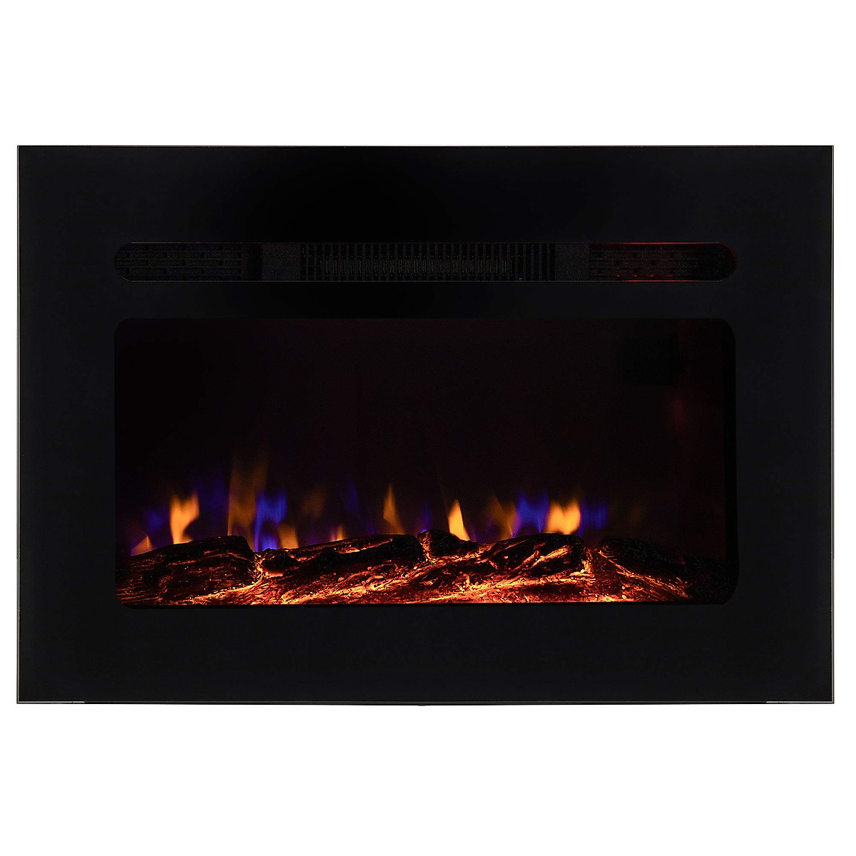 RecPro RV Fireplace 26" | Recessed Electric Fireplace | Glass with Log View | Includes Remote | Three Different Flame Color Options