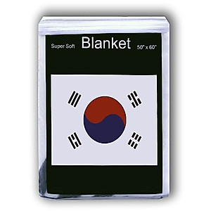 Super Soft South Korean Flag Fleece Blanket 5 ft x 4.2 ft. Throw Cover Taegukgi Korea