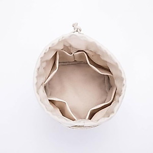 YONBEN Tall Purse Organizer Insert Womens Canvas Round Handbag Organizer Storage Handbag Purse Organizer Round Cosmetic Pouch Bag Bucket Makeup Bag (Beige, L)