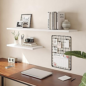 JPND Floating Shelf, Set of 2 Wall Shelf, 30 in W x 12.75 in D x 2 in H Wooden Floating Wall Shelf with Invisible Brackets for Living Room/Bedroom/Bathroom/Kitchen Storage and Decor, White