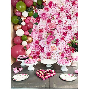 Pink Rose Floral Backdrop 7x5FT Flower Wall Photography Background for Girls Women Bridal Shower Wedding Baby Shower Birthday Party Decorations Supplies Photo Props