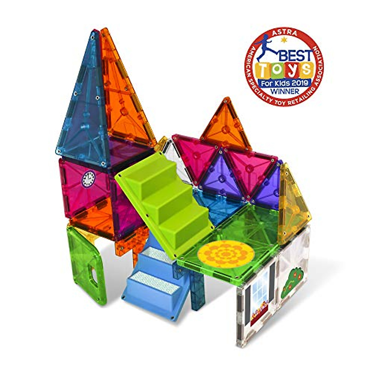 Magna-Tiles House Set, The Original Magnetic Building Tiles For Creative Open-Ended Play, Educational Toys For Children Ages 3 Years + (28 Pieces + Reusable Silicone Stickers)