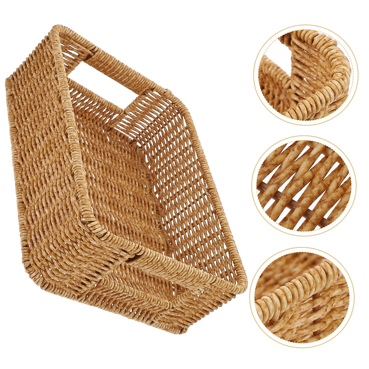 Imitation Rattan Desktop Storage Basket Rectangle Finishing Basket Plastic Rattan