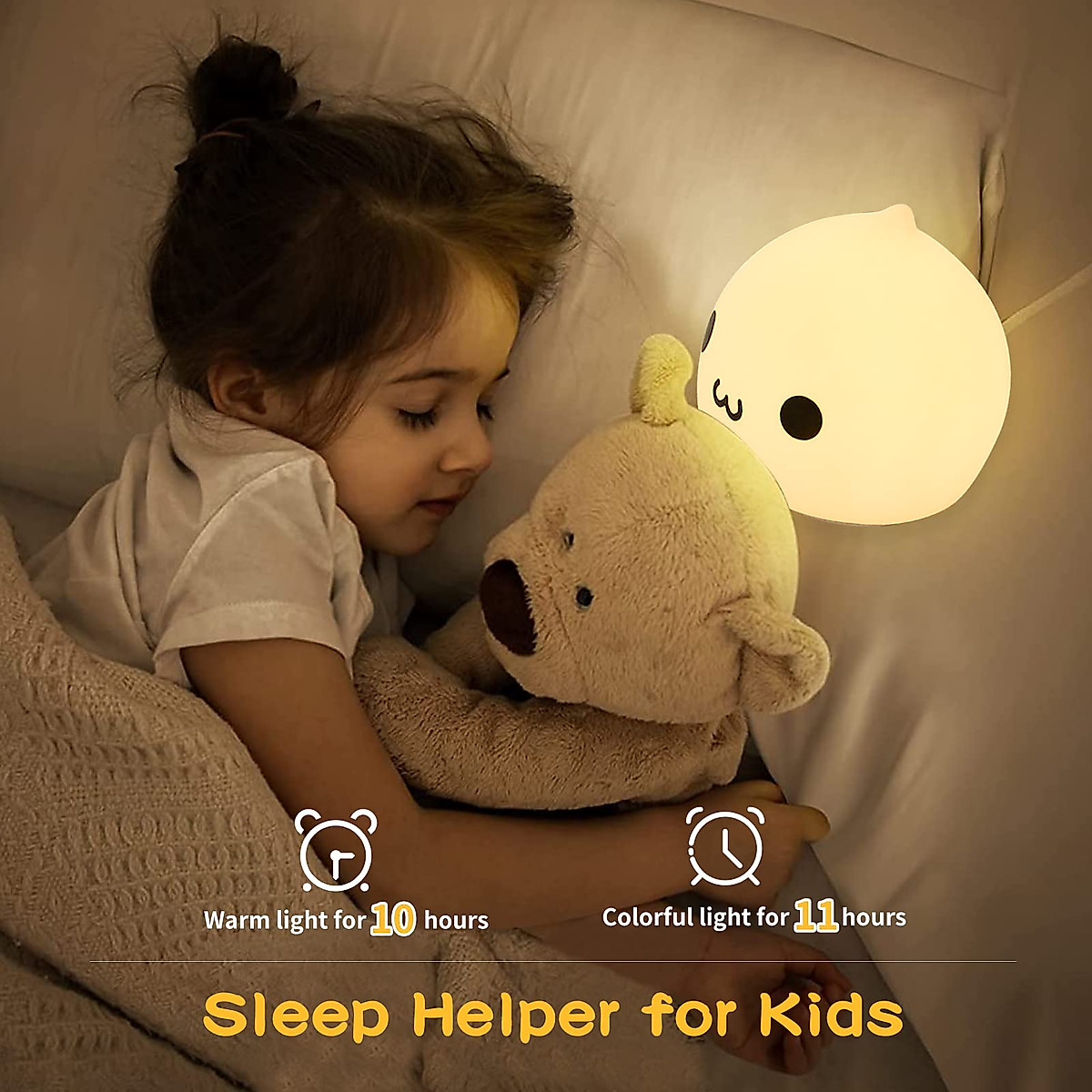 Night Light for Kids Room, Cute Lamp Dumpling Light for Girls Boys, Kawaii Waterdrop Nightlight Soft Portable Nursery Battery Powered Animal Night Lights for Baby Toddler Teen Bedrooms