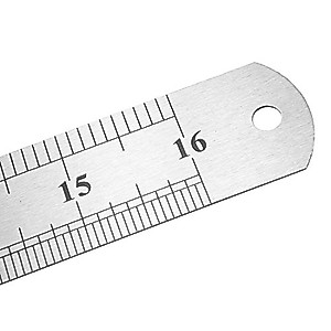 uxcell Straight Ruler 400mm 16 Inch Metric Stainless Steel Measuring Ruler Tool with Hanging Hole Inch & Centimeters Precision Drawing Ruler