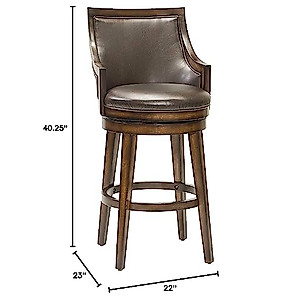 Hillsdale Lyman Swivel Counter Height Stool, 26.5" High, Rustic Oak