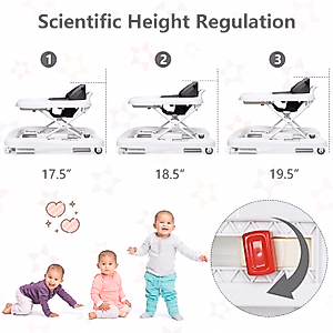 INFANS Foldable Baby Walker for Boys and Girls, 2 in 1 Toddler Walker Learning-Seated or Walk-Behind, Adjustable Speed Rear Wheels, Safety Bumper, Detachable Seat Cover, Anti-Rollover (Grey)