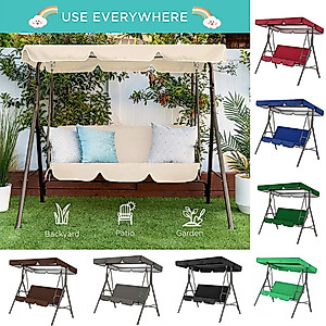 Outdoor Patio Swing Canopy Replacement, 3 Seat Swing Canopy Replacement, Waterproof Swing Canopy Cover Replacement, Outdoor Swing Canopy Sun Shade Awning Cover (Grey,142 * 120 * 18cm)