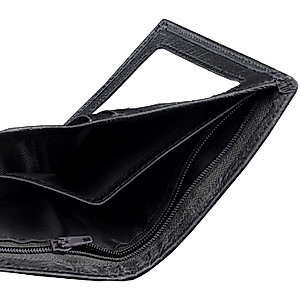 Balck Men Real Leather Vintage Dragon Wallet with Chain Card Holder Purse (vertical)