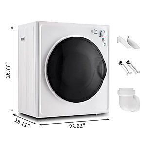 Winado Portable Clothes Dryer, 2.6 Cu.ft. Mini Laundry Dryer, 9LBS Compact Electric Dryer w/Simple Control Knob, Stainless Steel Tub, Wall Mounting Kits, for Apartments Dorms RVs 1400W