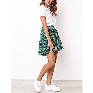 Relipop Women's Flared Short Skirt Polka Dot Pleated Mini Skater Skirt with Drawstring (T4, X-Large)