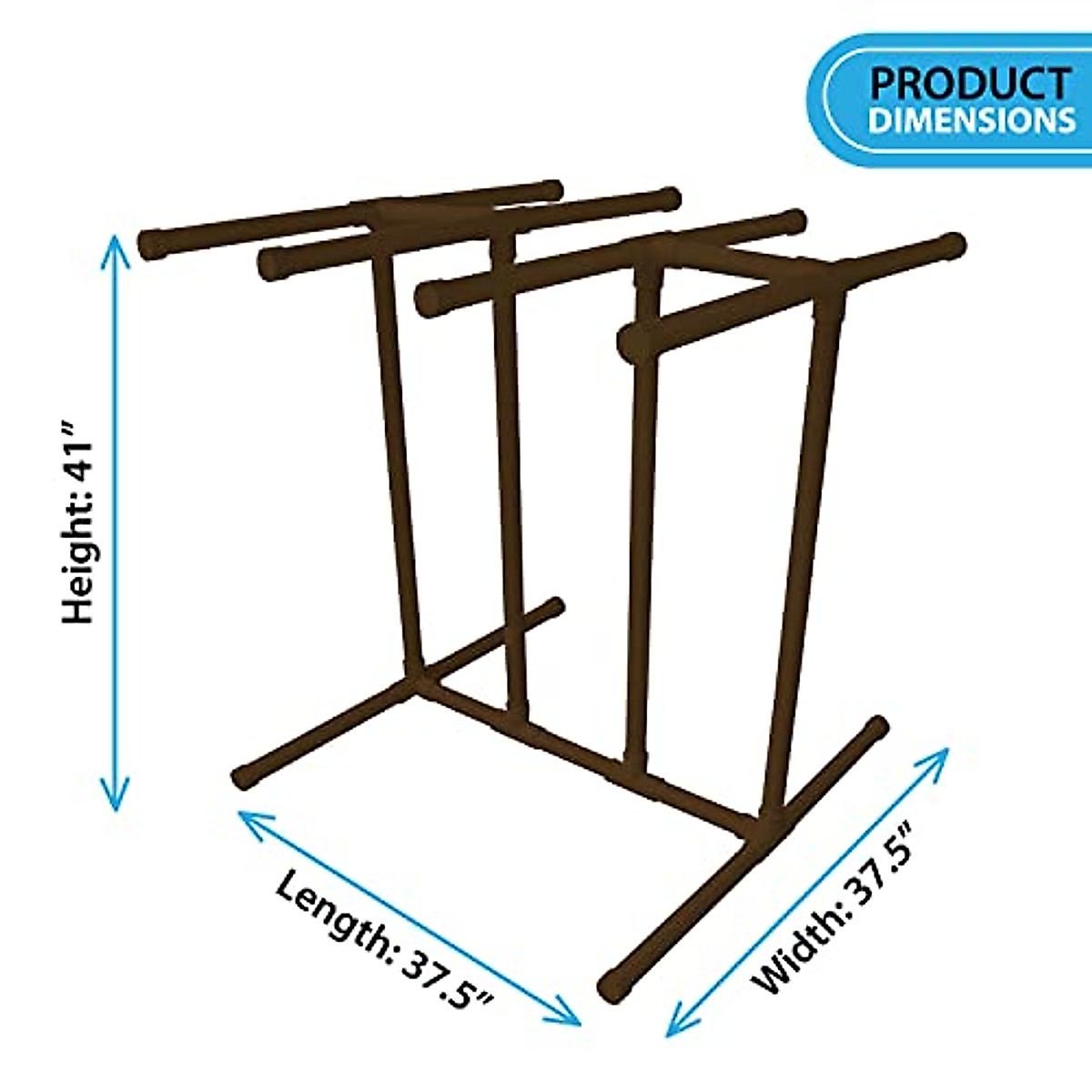 Poolside Storage Organizer for Drying Wet Towels, Floats, Noodles, Paddles, 37.5" W x 37.5" L x 41" H, (Brown)
