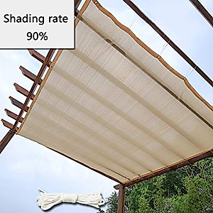 NIANXINN Beige Sun Shade Sail Canopy Awning,90% UV Block Insulation Breathable Rectangle Shade Cloth Net,Commercial and Residential Sunblock Mesh,for Patio Garden Outdoor Facility (1x4m(3 * 13ft))
