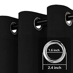 ZHAOFENG Black Velvet Curtains 108 inches with Grommet, Soft Luxury Sunlight Dimming Heat Insulated Privacy Protect Velour Drapes for Bedroom, 2 Panels, W52 x L108 Inches