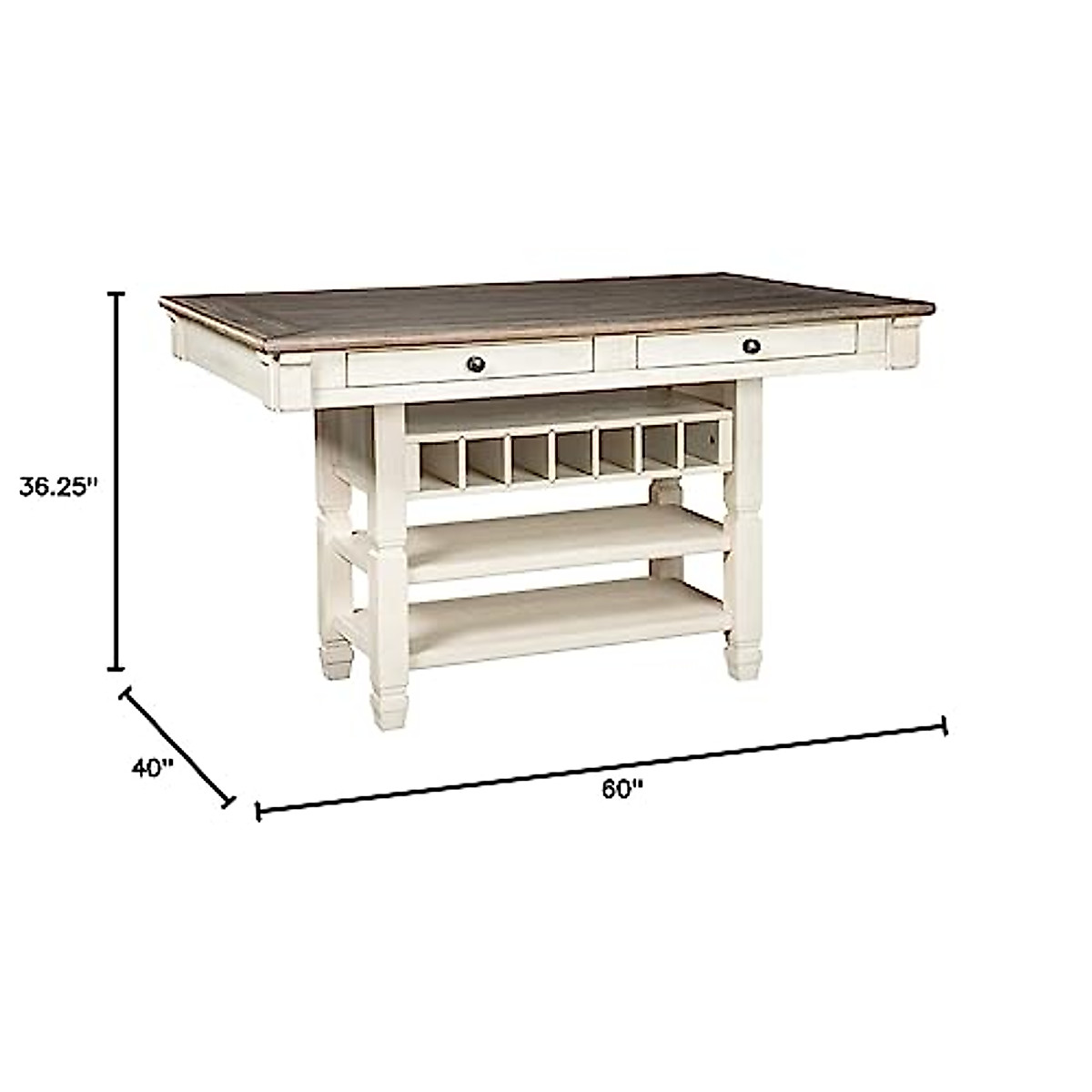 Signature Design by Ashley Bolanburg Farmhouse Counter Height Dining Room Table, White & Brown