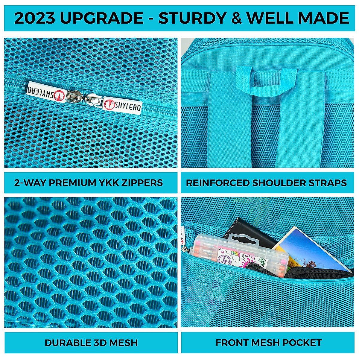 SHYLERO Mesh Backpack XXL (36L) - Lightweight Heavy-Duty Clear Backpack Made of Reinforced 3D Mesh - H19.6 xW15 xD7