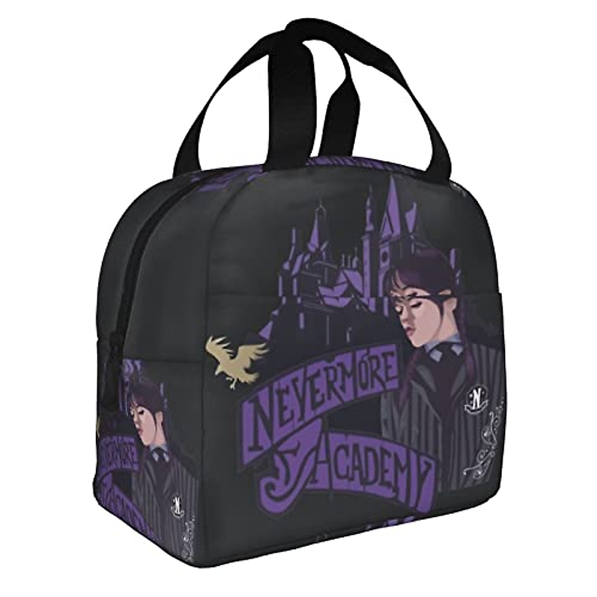 Insulated Lunch Bags for Boys Girls Nevermore Waterproof Portable Tote Meal Bag Teens Adults Large Capacity Zipper Cooler Tote Bag for School/Work/Picnic/Travel