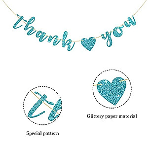 Talorine Thank You Banner, Bridal Shower, Engaged, Fiesta Theme, Wedding Anniversary, Birthday, Thanksgiving Day Party Decorations (Blue Glitter)