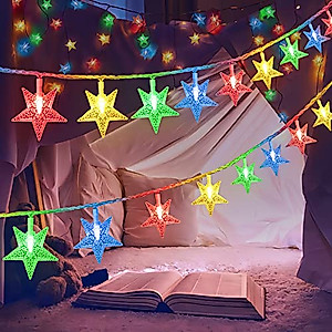 Star Lights Star String Lights 15 FT 30 LED Fairy Lights Battery Operated Indoor&Outdoor Twinkle Christmas Lights Bedroom Decor for Xmas Tree(Multi-Color)