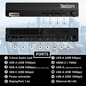 Lenovo ThinkCentre Tiny M70q Gen 5 Intel 14-Core i5-13500T (Beat i7-12700), 32GB DDR5 RAM, 1TB NVMe, WiFi 6E, Bluetooth, RJ-45, DP Port, HDMI, W11P, Business Desktop