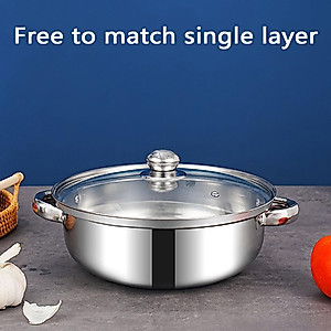 Steamer Pot for Cooking 3.0-Quart Steam Pot with Lid 2-tier Multipurpose Stainless Steel Steaming Cookware with Handle for Vegetable, Soups, Stews and Pasta