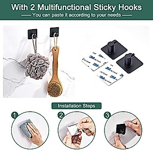 EAPC Towel Racks for Bathroom, Towel Rack Wall Mounted with 2 Towel Hooks, Adhesive No Drilling & Drilling Bathroom Towel Holder Organization Shelf for Washcloths Hand or Bath Towels