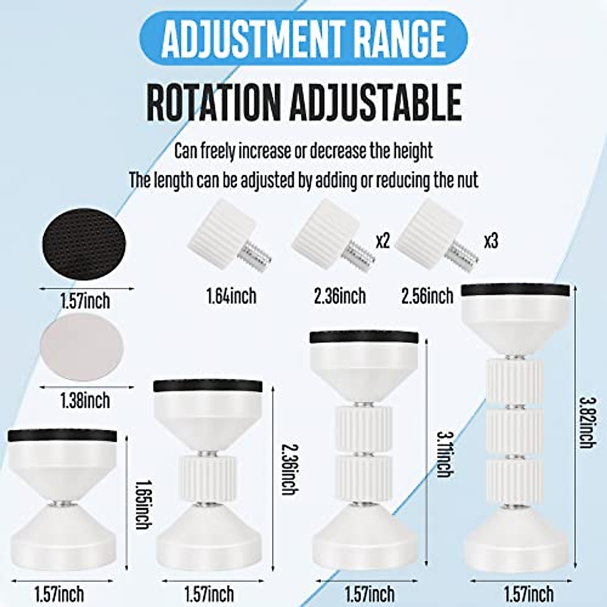 4PCS Adjustable Threaded Headboard Stoppers,Bed Frame Anti-Shake Tool,Bedside Headboards Prevent loosening Anti-Shake Fixer,Telescopic Support Headboard Stabilizer Bed Stoppers for Room Wall,Beds,Sofa