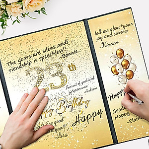 Birthday Guest Book Birthday Black and Gold Party Decorations,DIY Birthday Signing Card Board wtih Number Stickers, Be applicable to Any Age Birthday Party Supplies,Record the best wishes of friends