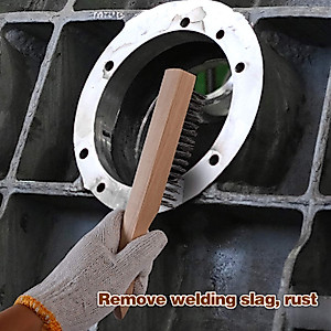 ZOENHOU 12 Pieces 10 Inches Wire Brush Wooden Handle, Multi-Purpose Wire Scratch Brush, Wire Brushes for Cleaning Welding Slags and Rust, 20 Steel Wires Each Hole