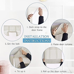 RYB HOME Natural Linen Blended French Door Curtain Privacy Light Filgtering Tricia Window Door Curtain for Patio Sidelight Glass Blind Tie Up Shade for Kitchen, W 26 x L 69 in, 1 Pc