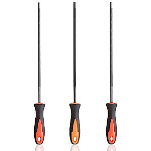 SKZIRI Chainsaw File Set with 3 Sizes 5/32, 7/32, 3/16 inch, 3PCS Chainsaw Sharpener Set Tool Kit Chain Sharpening File Sharpening File Steel with Plastic Handle Round Files for Chainsaw Chain
