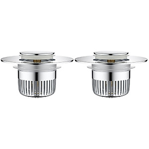 Angoily Kitchen Sink Stopper, 2pcs Sink Drain Strainer Shower, Silver Bathtub Drain Hair Catcher, Anti Clogging Bathtub Stopper, Universal Drain Stopper for Bathroom Washbasin