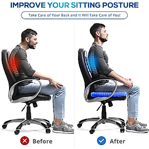 Gel Seat Cushion for Long Sitting Pressure Relief (Super Large & Thick) - Non-Slip Gel Chair Cushion for Back,Sciatica,Tailbone Pain Relief - Seat Cushion for Office Desk Chair,Car Seat,Wheelchair