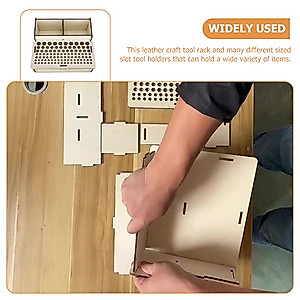 103 DIY Tool Holder Wooden Storage Shelf Leather Tools Organizer Wooden Leather Craft Tools Rack Leather Tool Organizer Wooden Stand Multi-Hole Tool Table Manual Model Work