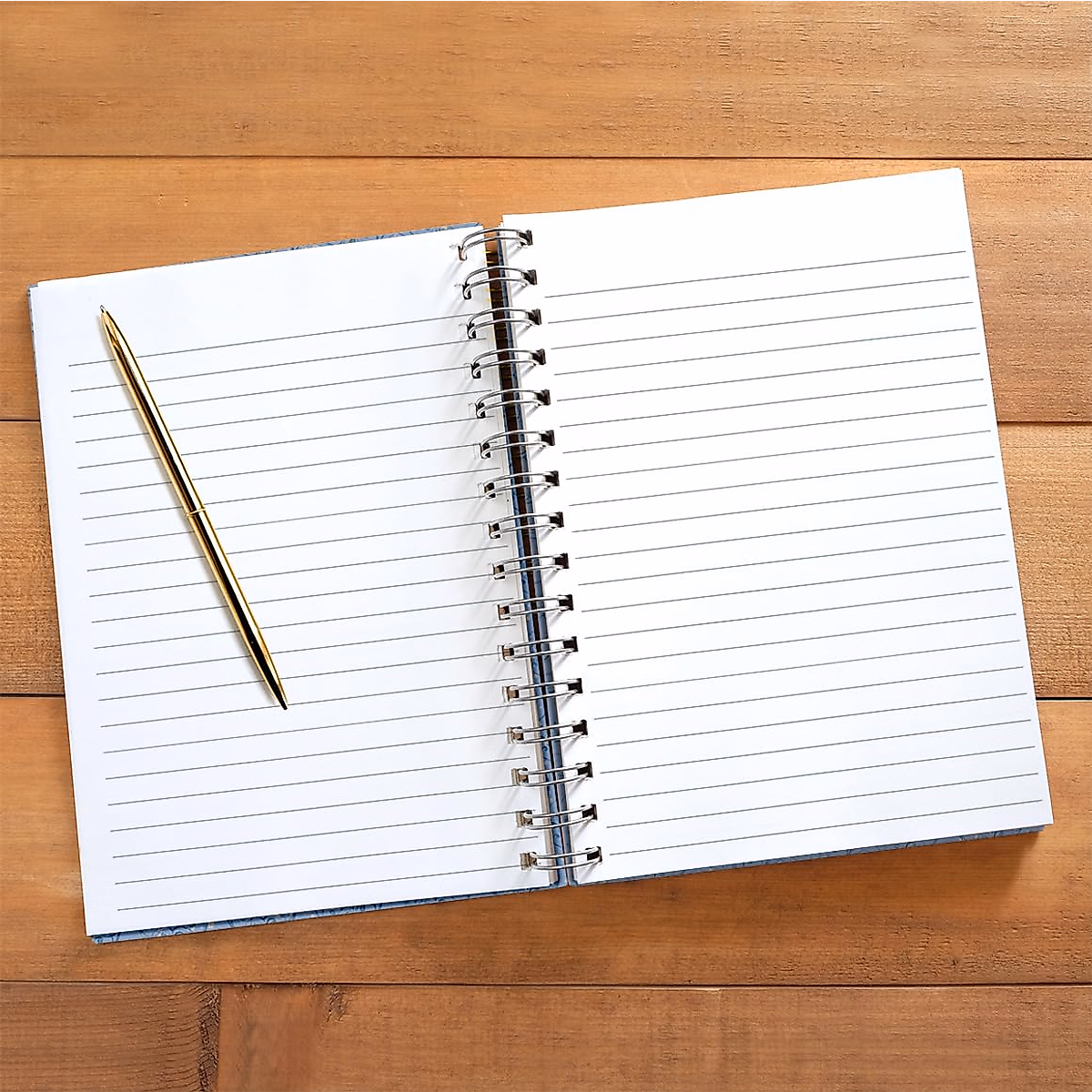 Designer Greetings, Designer Papers Flex Cover Journal with Elastic Band, Blue “Notebook” Watercolor Marble with Silver Dotted Print - 320 Pages (6” x 8.25”) - Perfect for Work, School, Creative