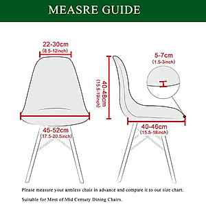 CRFATOP Printed Mid Century Modern Dining Chair Slipcovers Stretch Shell Chair Cover Lounge Armless Chair Cover for Kitchen, Office, Dining Room and Living Room, Set of 2,03