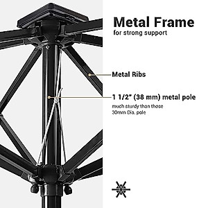 Yescom 10x6.5ft Outdoor Rectangle Solar Powered LED Patio Umbrella with Crank Tilt for Garden Backyard Table Market Pool