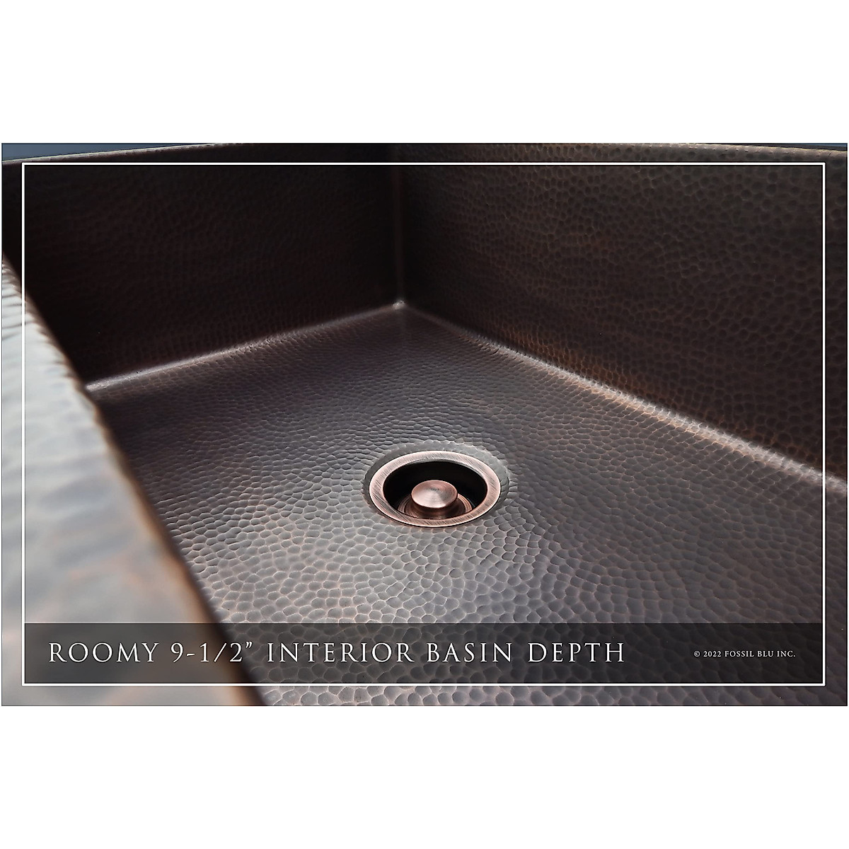 FSW1100 LUXURY 33-INCH HEAVY 12-GAUGE DARK PATINA COPPER FARMHOUSE SINK, INCLUDES ACCS, FLAT FRONT