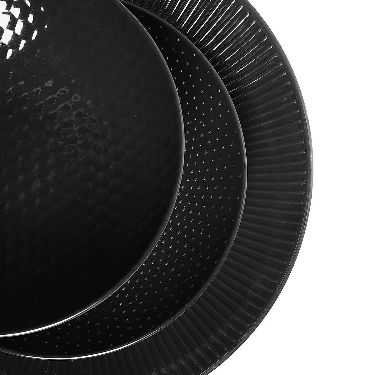 afcevnlb Black Dinnerware Sets 12 pcs Melamine Plates and Bowls Sets Round Dinner Set with Plates, Dishes, Bowls and Serving Platters, Kitchen Dinnerware Sets for 4