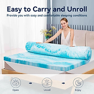 Hcore Mattress Topper Full - 3 Inch Gel Memory Foam Mattress Topper Full Size for Back Pain, CertiPUR-US Certified, Blue