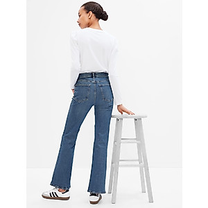 GAP Womens High Rise Flare Jeans, Dark Wash, 32 Regular US