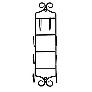 Towel Rack Wall Mounted, Bathroom Decor, Metal Towel & Wine Rack Holder, Storage Shelf for Bath Cloths, Small/Large Towels, Yoga Mat, Foam Roller, Washcloths, Hats, Decor (Black) by The Metal Magician