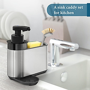 Automatic Hand Soap Dispenser Touchless: Rechargeable Sensor Pump for Kitchen Foaming Soap Dispenser with Sink Caddy Kitchen Orgnizer 8.5oz Xmas Gift