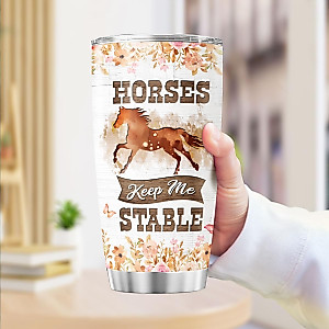 HUBUPU Horse Keep Stable, Tumbler 20 Oz With Lid And Straw, Cups, Horse Gifts
