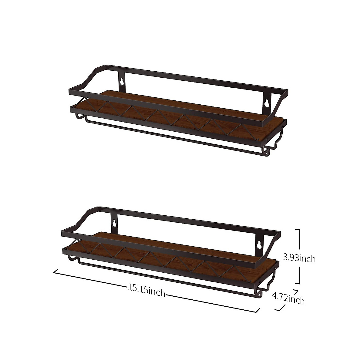 Wine Rack Wall Mounted, Bextcok 2-Pack Wine Glass Rack Wall Mounted Floating Wine Shelf with Glass Holder Champagne Display Storage Rack Wood Rustic for Kitchen Dining Room Bar Decoration, Bronze