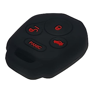 waymei Silicone Key Fob Cover Remote Keyless Case Protector Compatible with 2008-2019 Subaru Crosstrek Forester Impreza Legacy Outback Tribeca WRX STI XV Crosstrek (4 Buttons Black with Red)